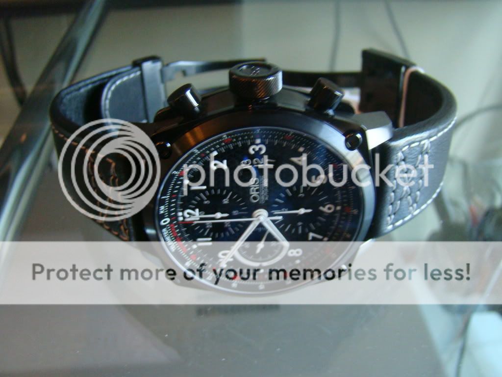 WatchNet: Trading Post: NIB Oris BC4 Chronograph Black DLC on Leather Strap